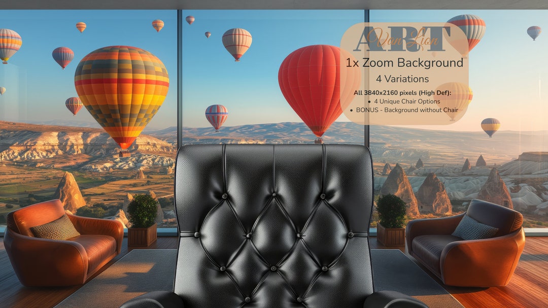 Hot Air Balloons Zoom Background Turkey Art Souvenir Cappadocia Zoom ...