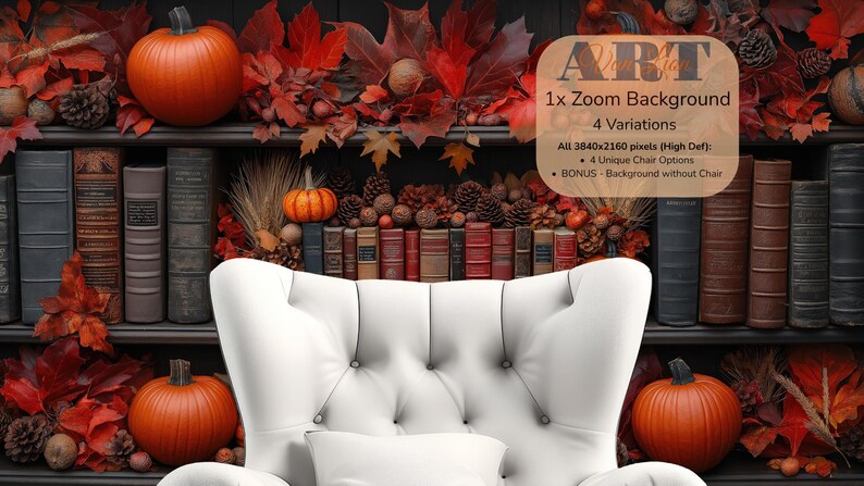 Thanksgiving Library Zoom Background Cozy Fall Zoom Background Autumn ...