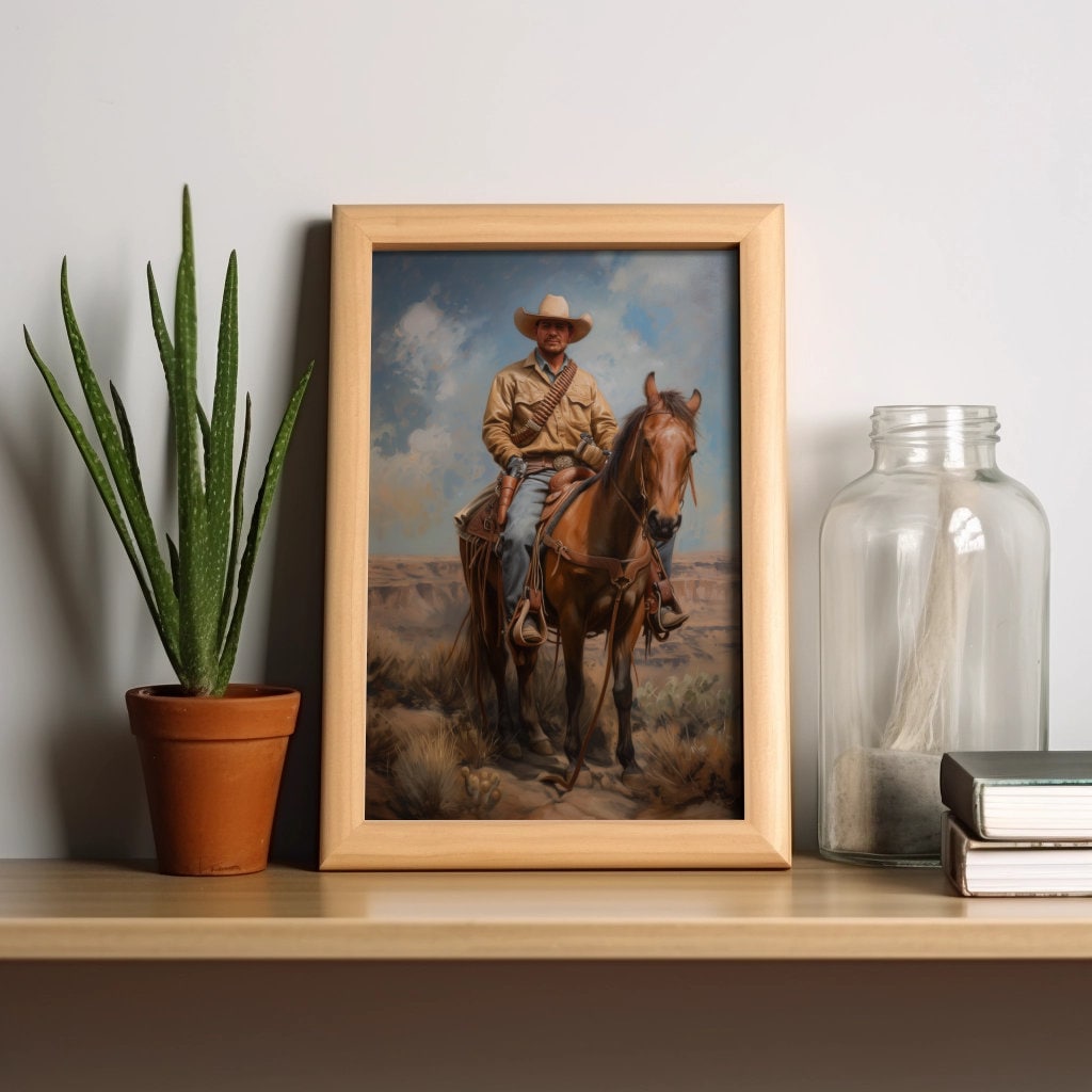 Cowboy Portrait Painting Horse Oil Painting Western Painting ...