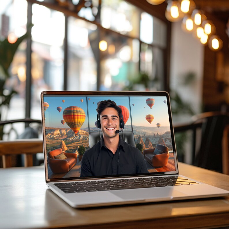 Hot Air Balloons Zoom Background Turkey Art Souvenir Cappadocia Zoom ...