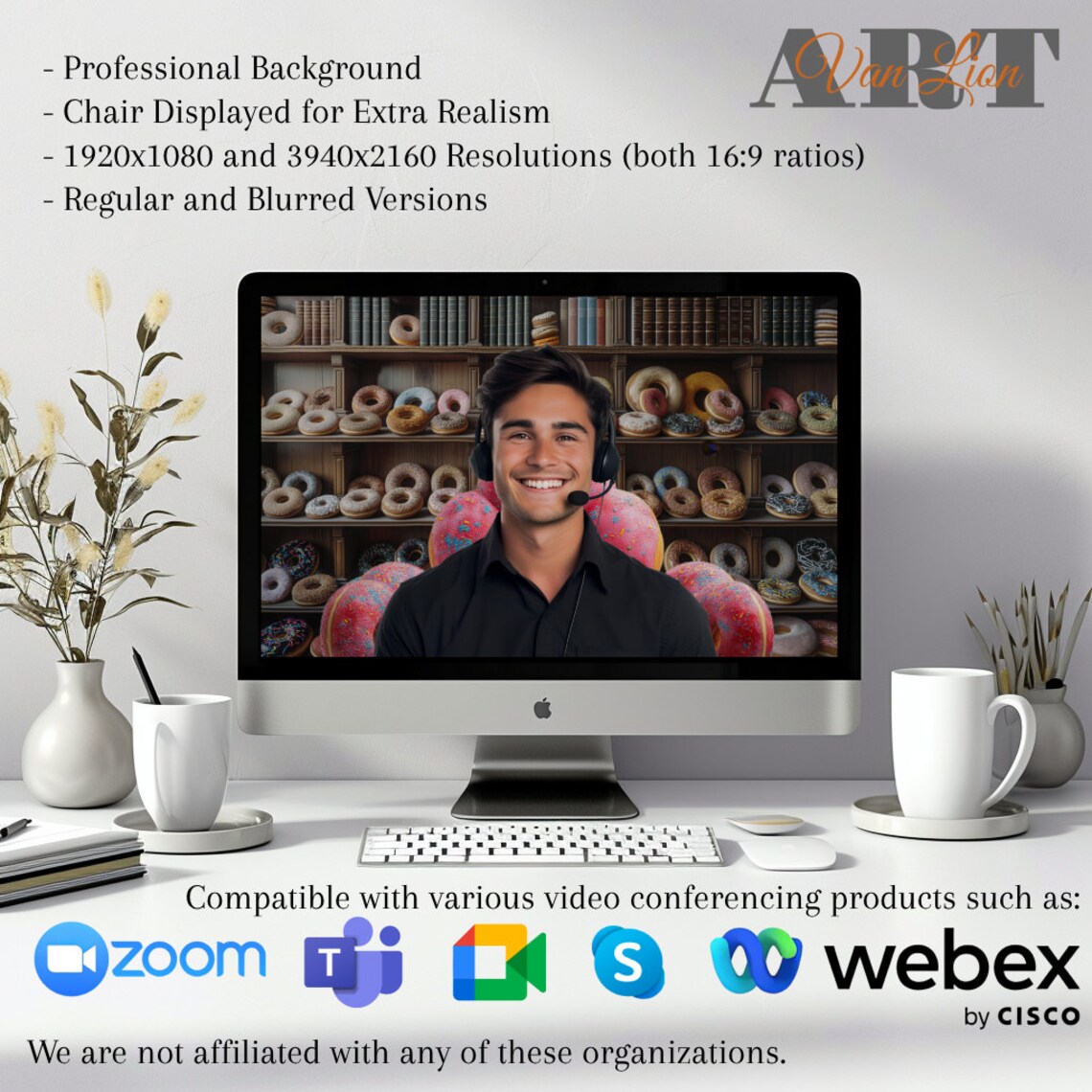 Donut Zoom Background Birthday Microsoft Teams Funny Zoom Background Doughnut Virtual Background ...