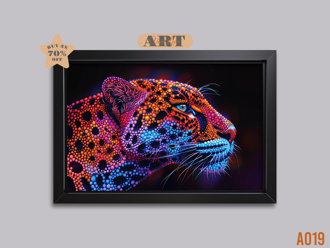 Jaguar Pointillism Artwork Wildlife Pointilism Artist Pop Art Leopard ...