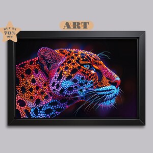 Jaguar Pointillism Artwork Wildlife Pointilism Artist Pop Art Leopard ...