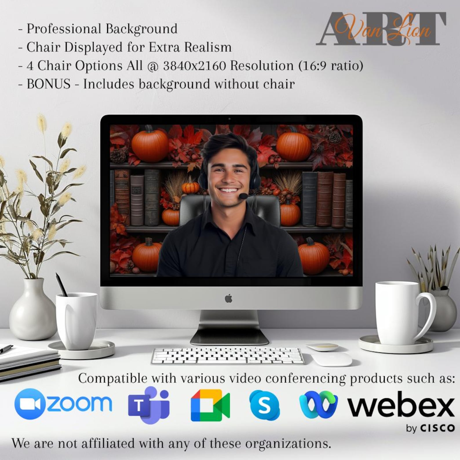 Thanksgiving Library Zoom Background Cozy Fall Zoom Background Autumn ...