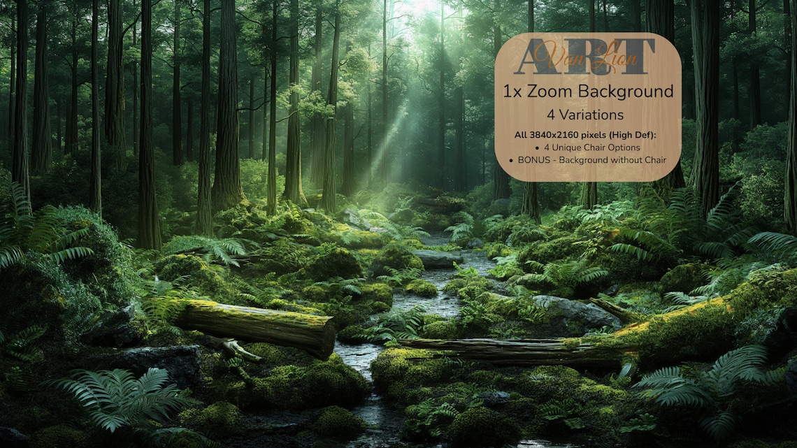 Nature Zoom Background With Chair Forest Zoom Background Outdoor Zoom ...