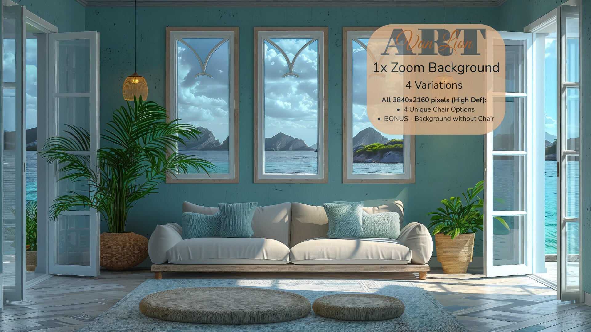 Ocean Island Background Zoom Meeting Microsoft Teams Virtual Therapist ...