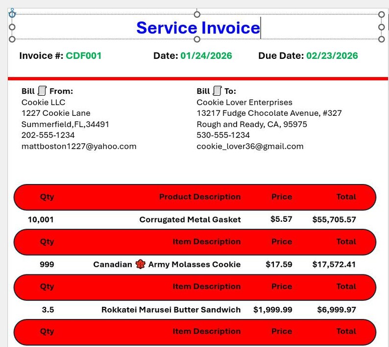 Editable Invoice Template. Professional Business Form (MS Word Paper ...