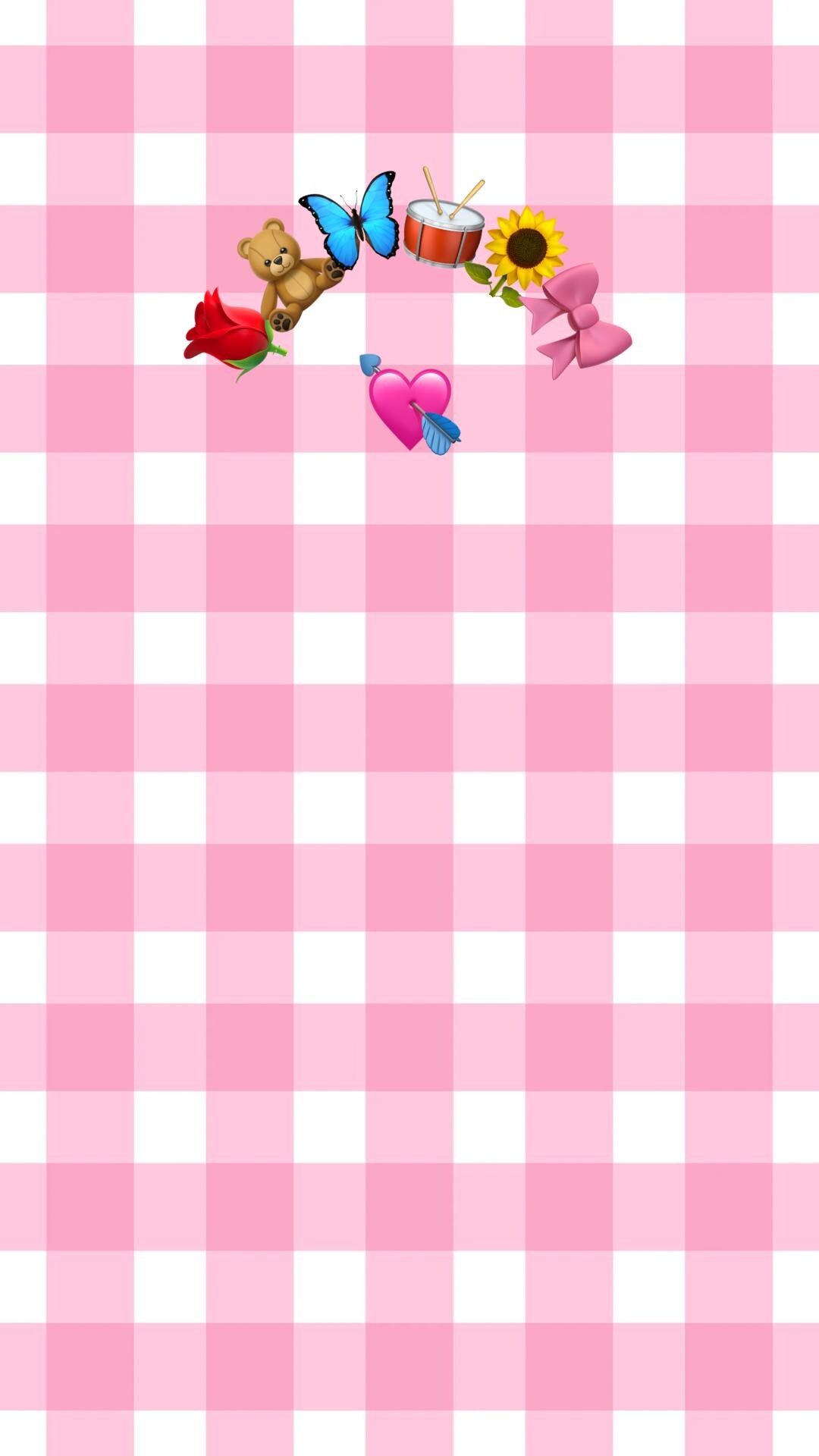 IPhone Wallpaper for Home and Lock Screen. Emojis on Pink Gingham ...
