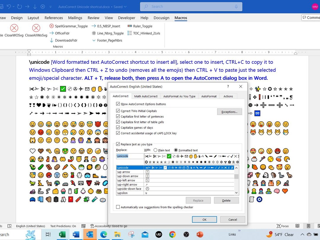 1010 Unicode Emojis & Special Characters for MS Word (docx File) - Etsy