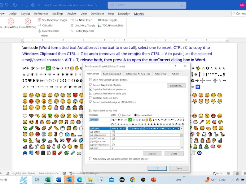 1010 Unicode Emojis & Special Characters for MS Word (docx File) - Etsy