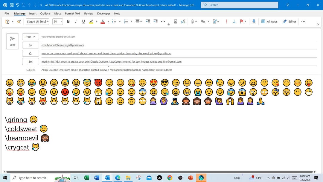 Classic Outlook Emojis: VBA Macro & Template (80 Unicode Emoticons) - Etsy