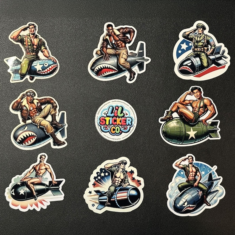Retro Male Pin-up Decals: 1940s Bomber Style Vinyl Stickers - Etsy