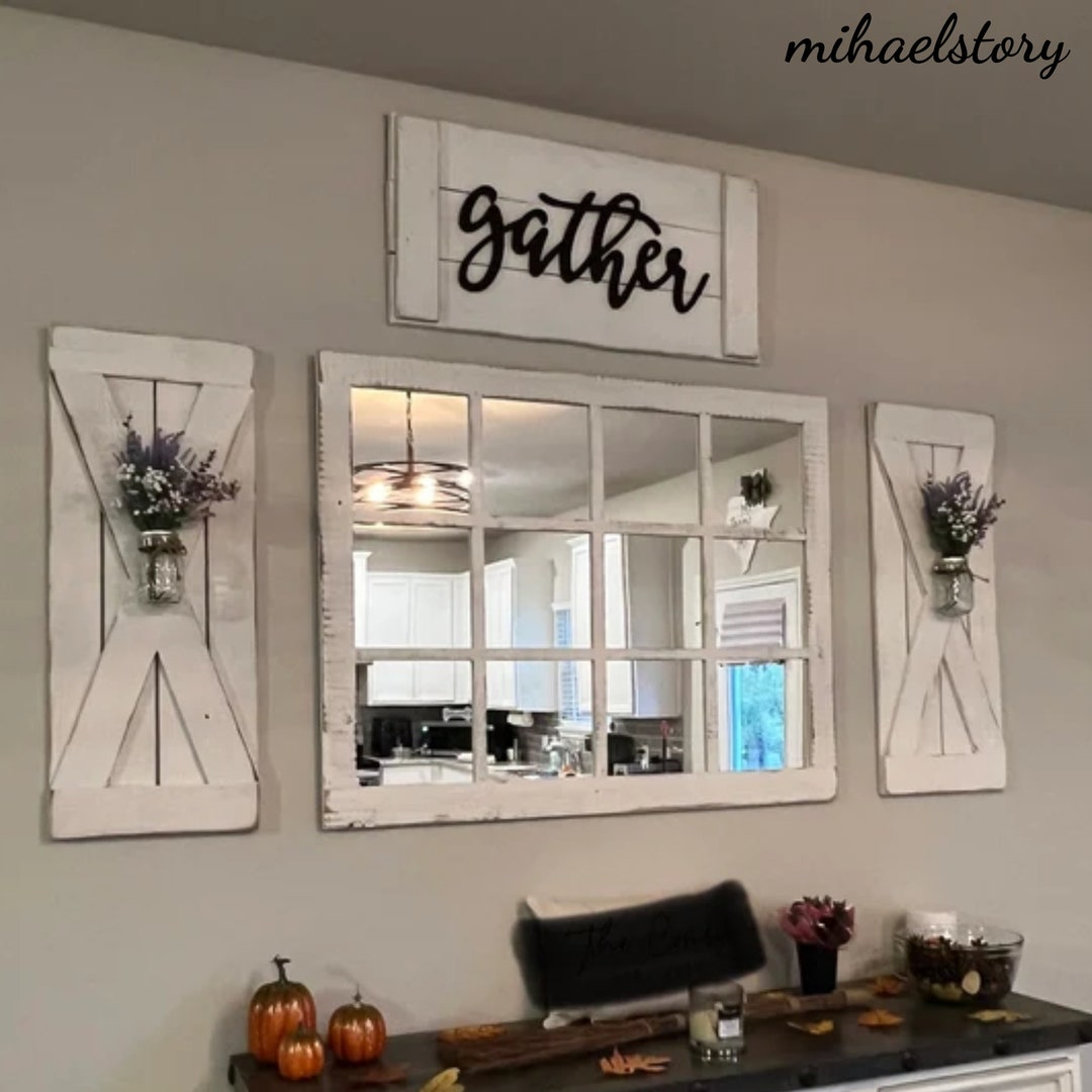 46 X 36 Rustic Window Mirror Farmhouse Wall Decor Rustic Mirror Large ...