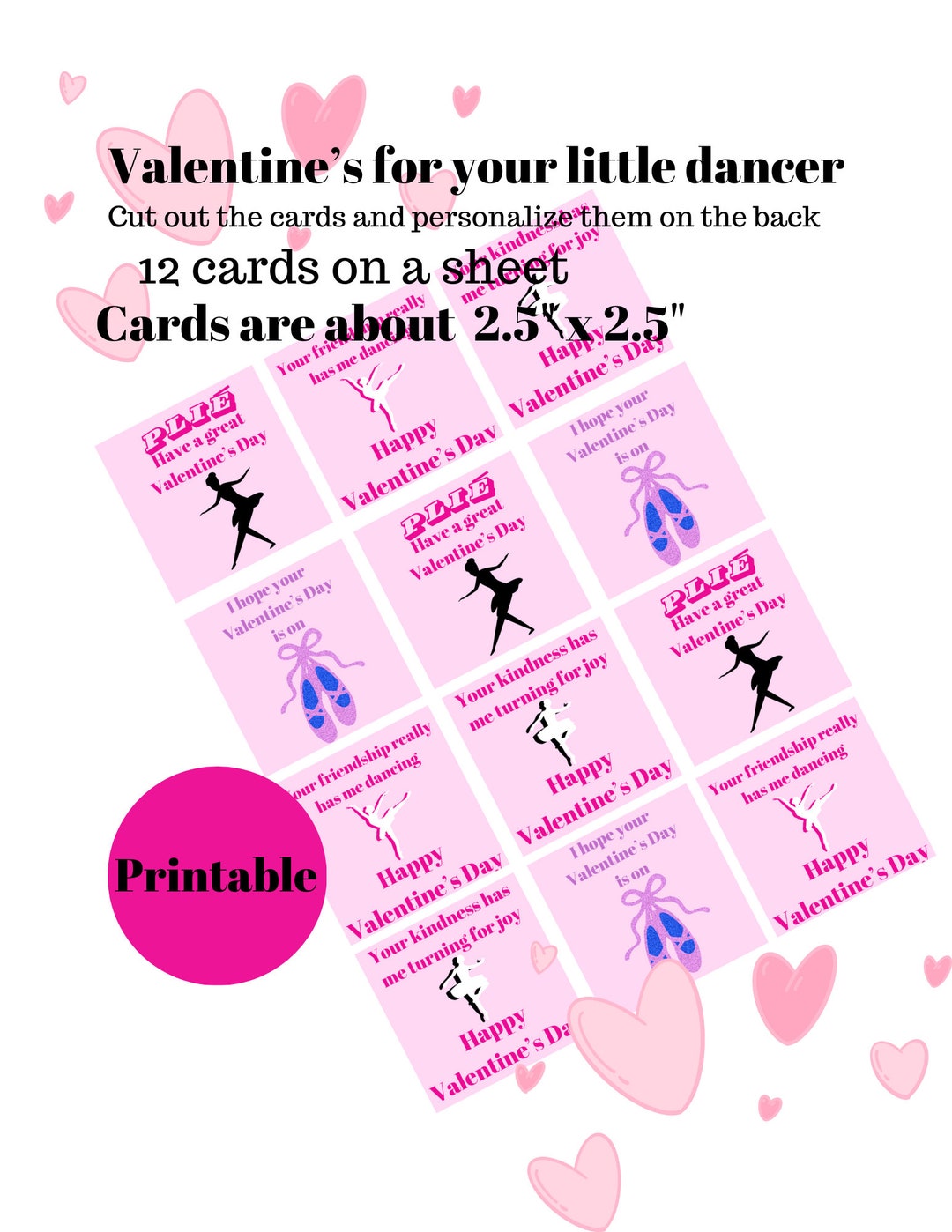 Printable Ballet Dancer Valentine's Day Cards | Classroom Valentines ...