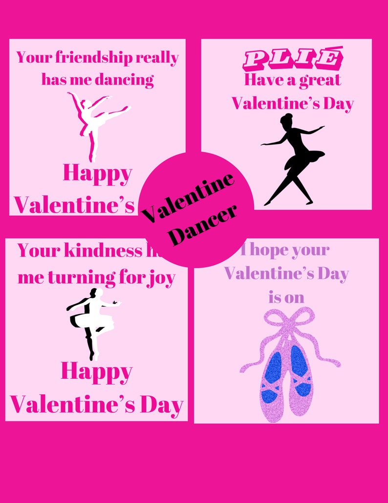 Printable Ballet Dancer Valentine's Day Cards | Classroom Valentines ...