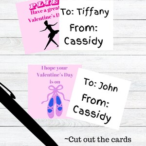 Printable Ballet Dancer Valentine's Day Cards | Classroom Valentines ...