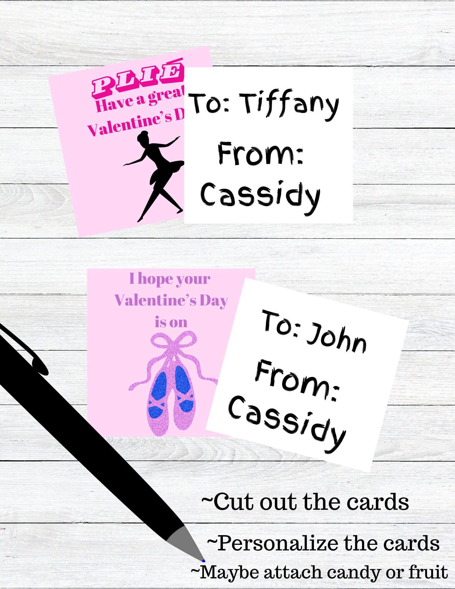 Printable Ballet Dancer Valentine's Day Cards | Classroom Valentines ...