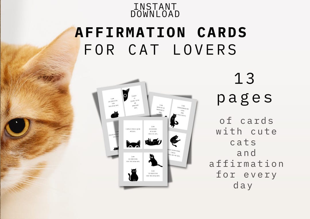 Printable Affirmation Cards for Cat Lovers, Printable Cards ...
