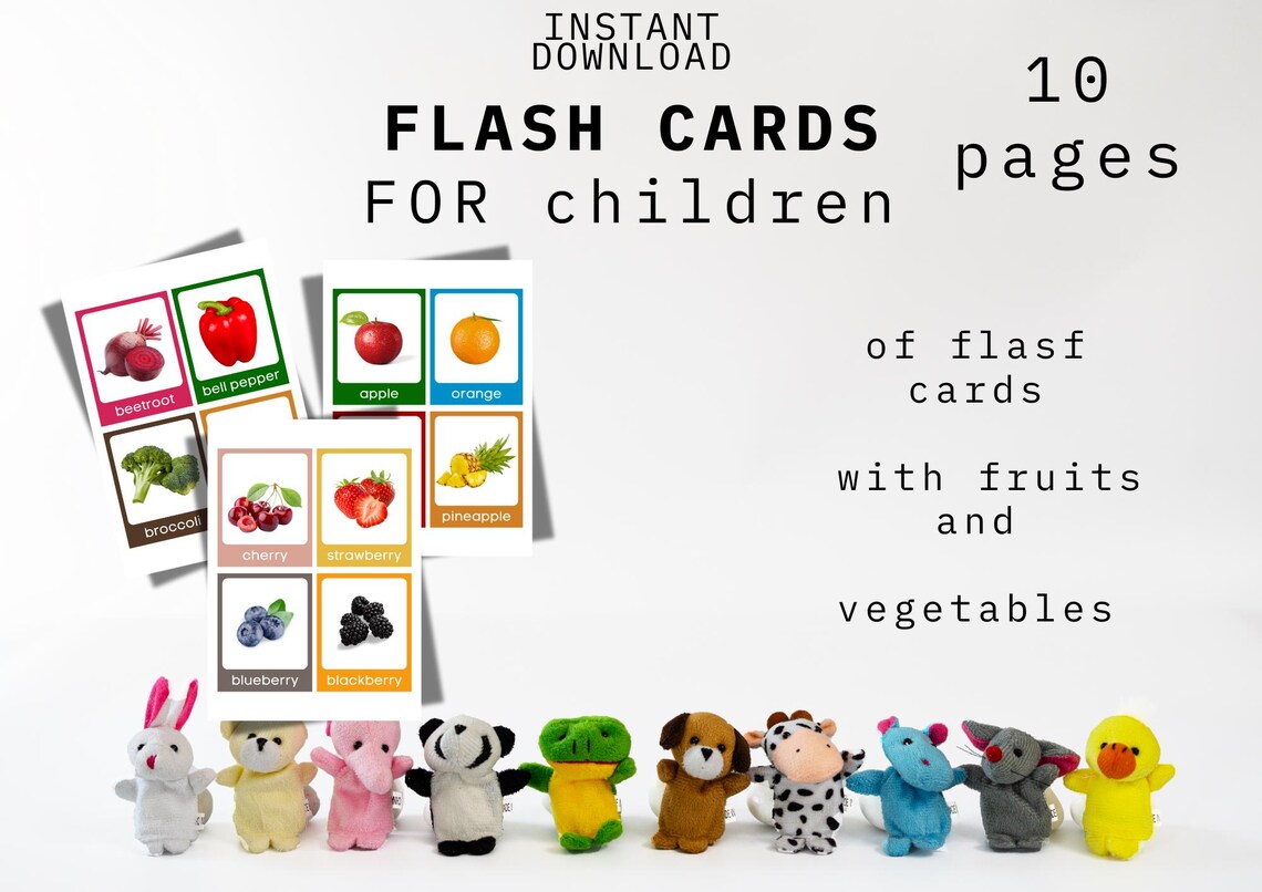 Fruits & Vegetables Flash Cards: Montessori Printable (PDF) - Etsy
