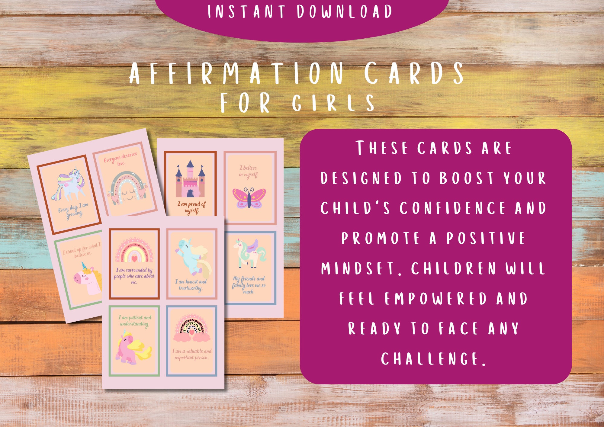 Printable Affirmation Cards for Girls, Printable Cards , Motivational ...