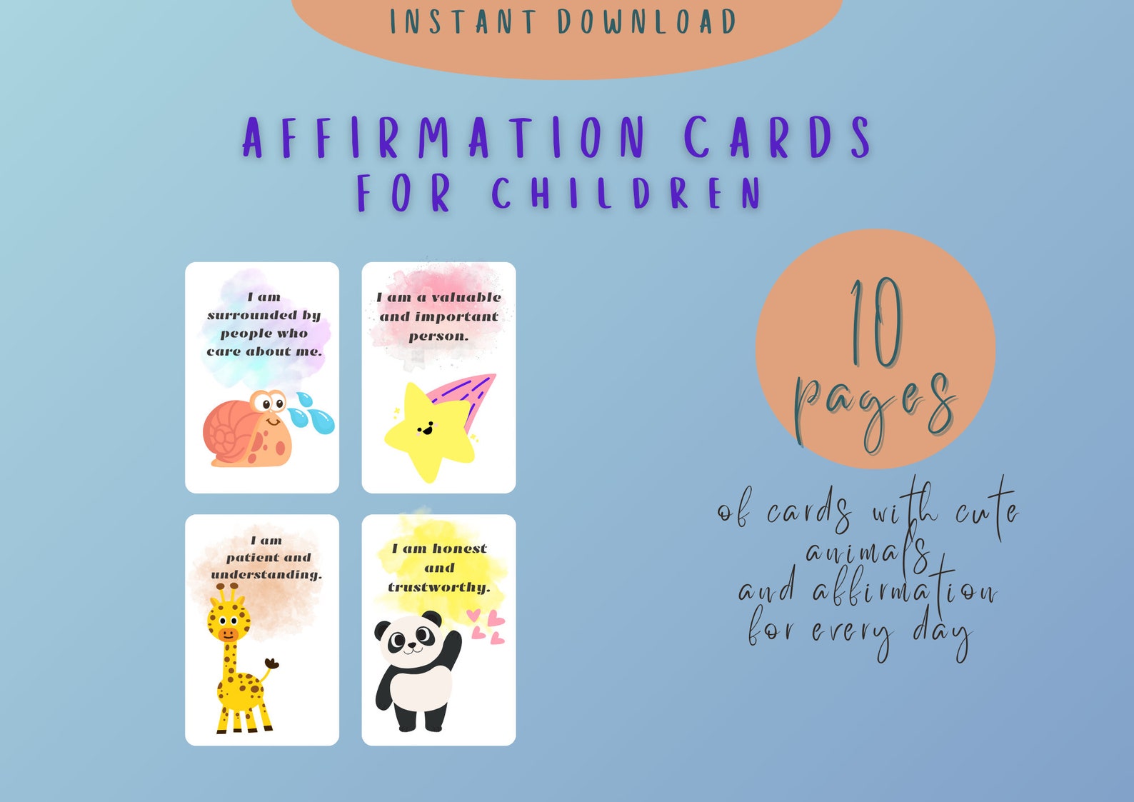 Printable Affirmation Cards for Children, Printable Cards ...