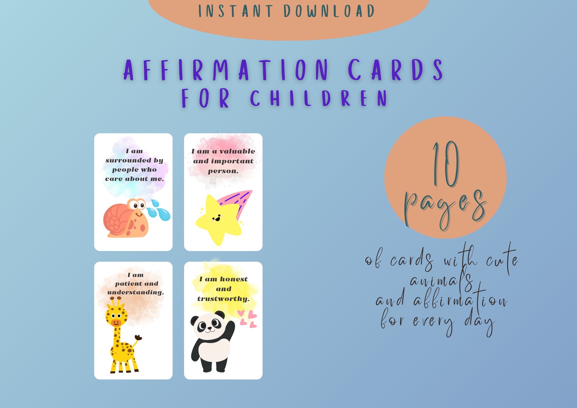 Printable Affirmation Cards for Children, Printable Cards ...