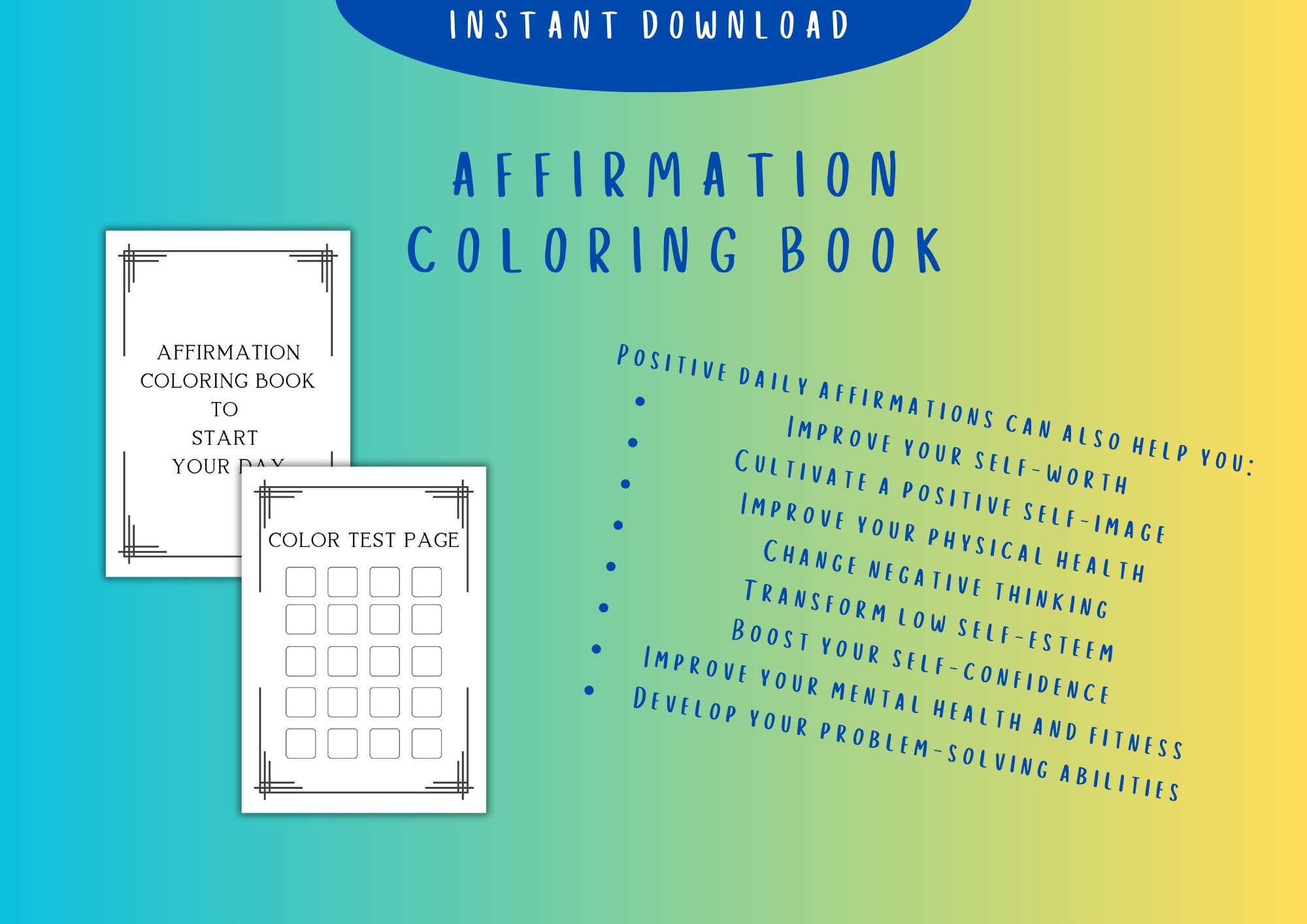 Affirmation Coloring Book,printable Coloring Pages,motivational Book ...