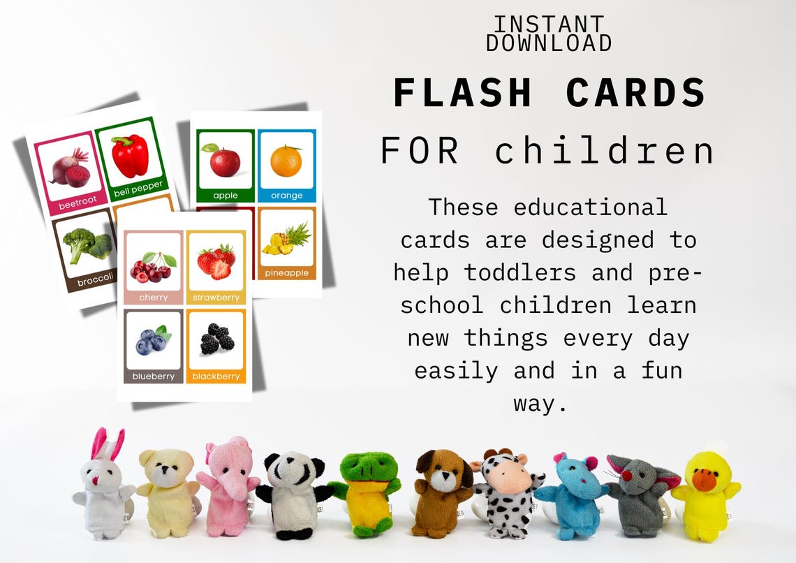 Fruits & Vegetables Flash Cards: Montessori Printable (PDF) - Etsy