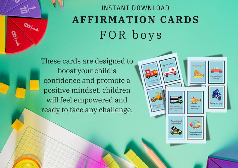 Printable Affirmation Cards for Boys: Motivational, Positivity (PDF) - Etsy