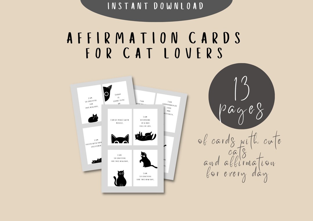 Printable Affirmation Cards for Cat Lovers, Printable Cards ...