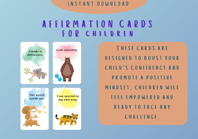 Printable Affirmation Cards for Children, Printable Cards ...