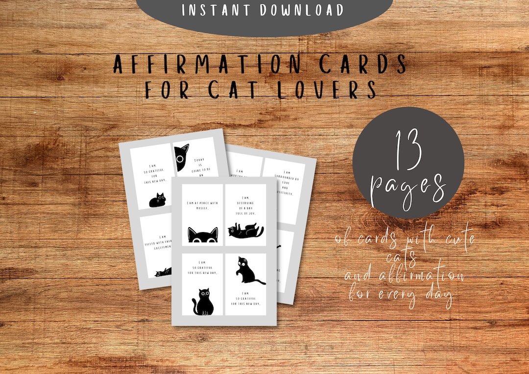 Printable Affirmation Cards for Cat Lovers, Printable Cards ...