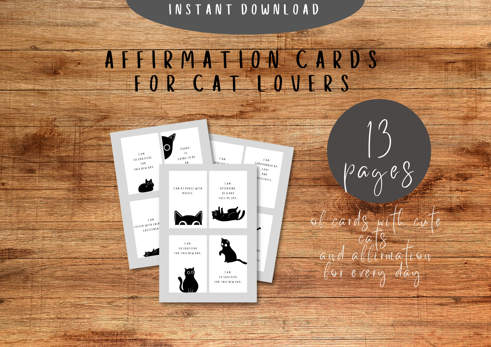 Printable Affirmation Cards for Cat Lovers, Printable Cards ...