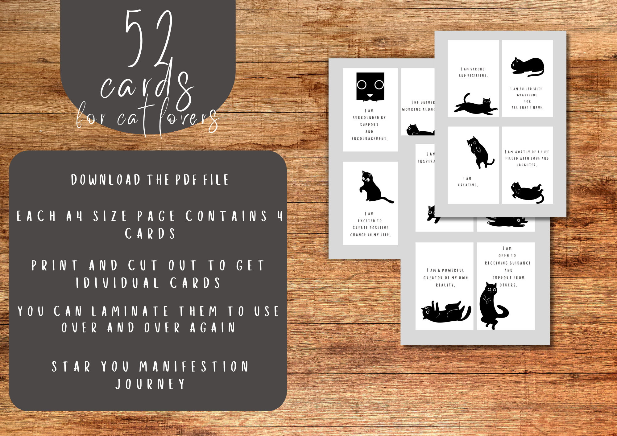 Printable Affirmation Cards for Cat Lovers, Printable Cards ...