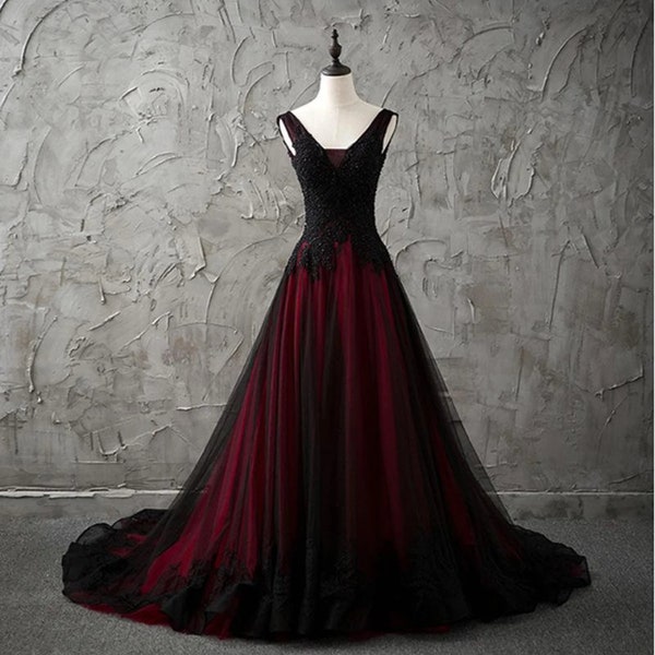 Black and Red Wedding Dress - Etsy