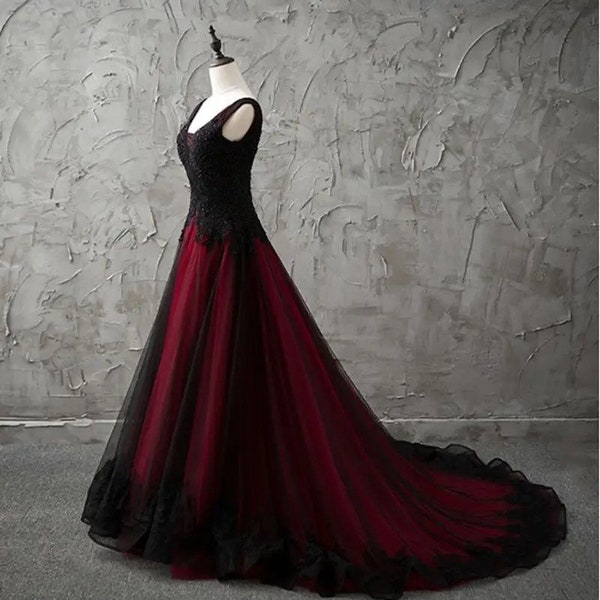 Black and Red Wedding Dress - Etsy