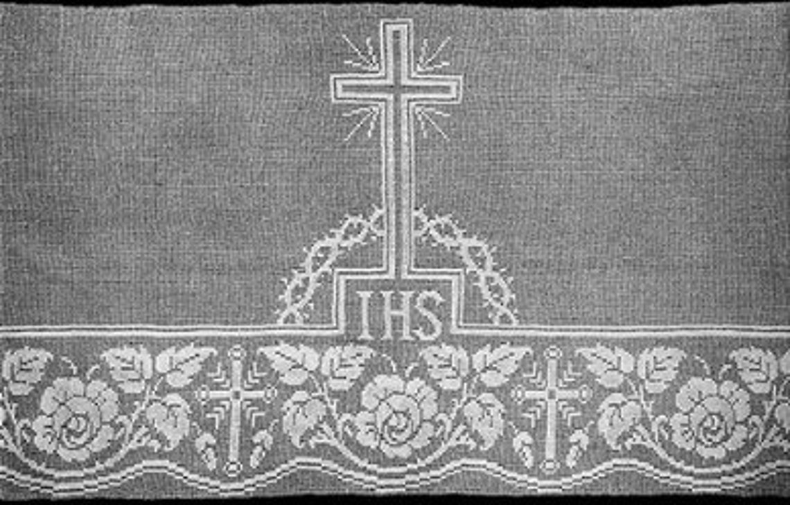 11 Religious Crochet Patterns, Beautiful Altar Cloths Filet Crochet ...