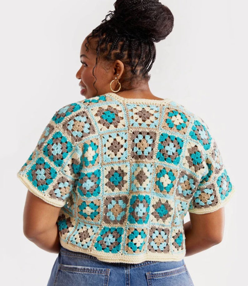 Crochet Granny Square Cardigan Pattern 5xl-xs-digital-cropped Jacket ...