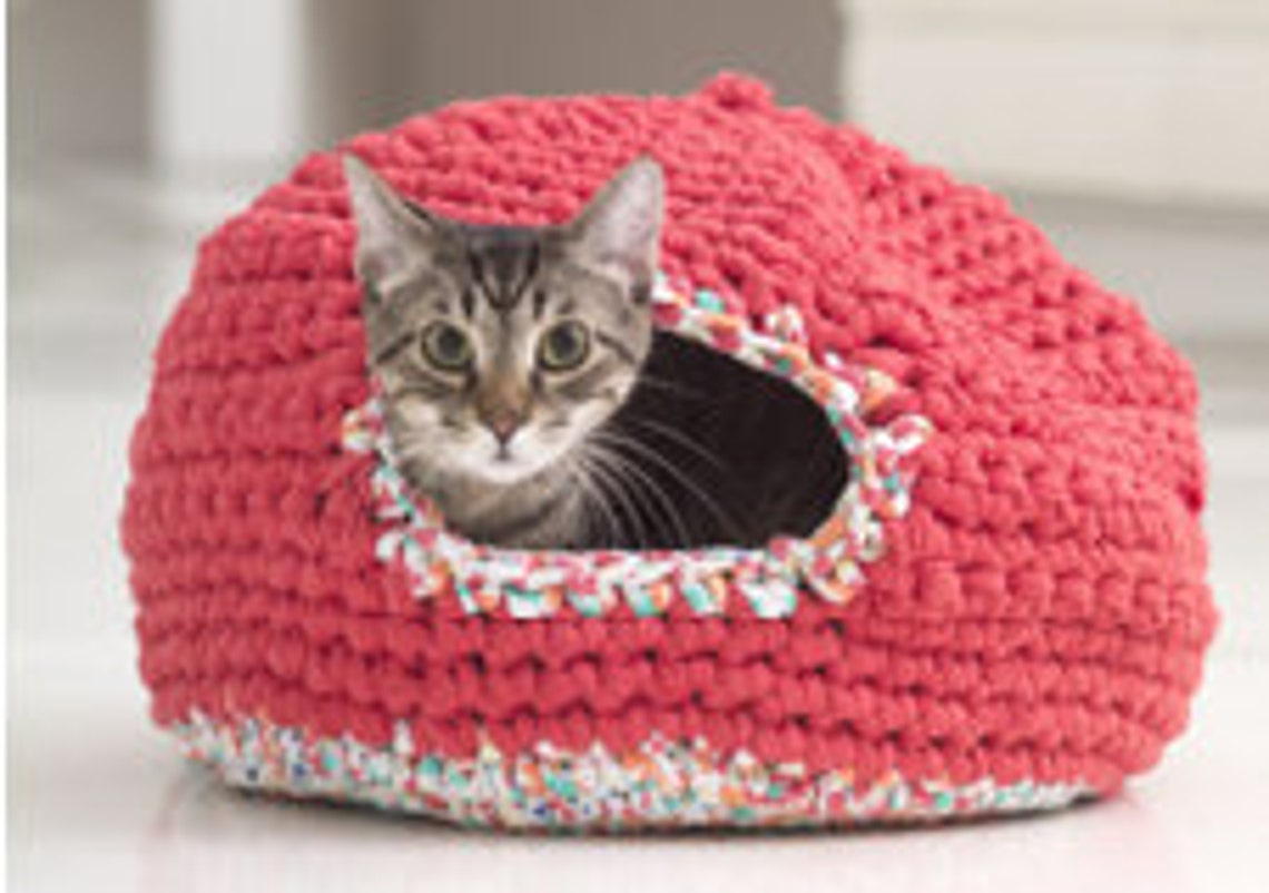 Crochet Cat House-enclosed to Feel Secure Cat-crochet Pattern for a ...