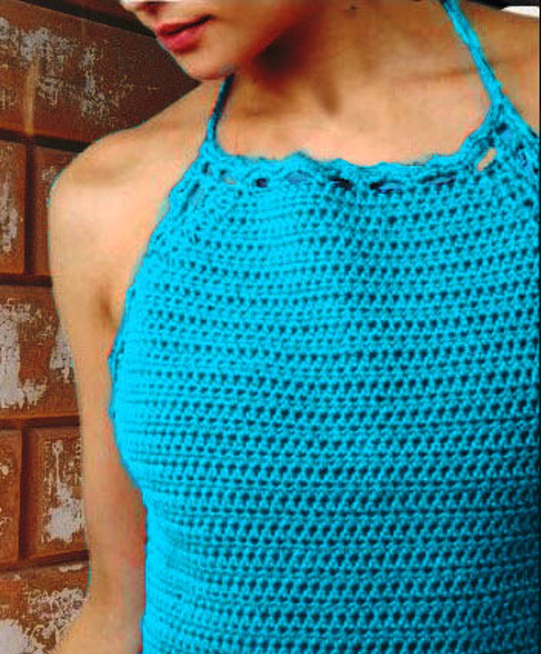 Open Back Crochet Pattern Halter Top, Open Back on Crochet Crop ...