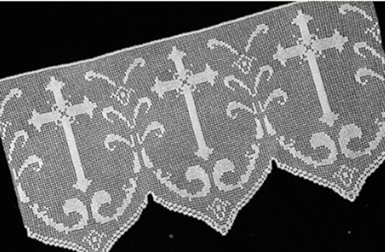 11 Religious Crochet Patterns, Beautiful Altar Cloths Filet Crochet ...