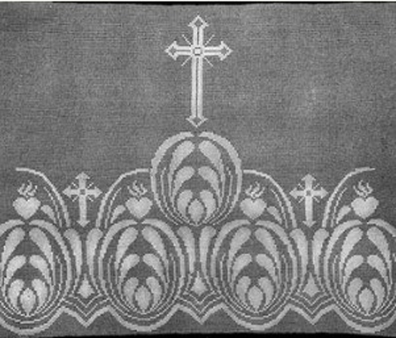 11 Religious Crochet Patterns, Beautiful Altar Cloths Filet Crochet ...