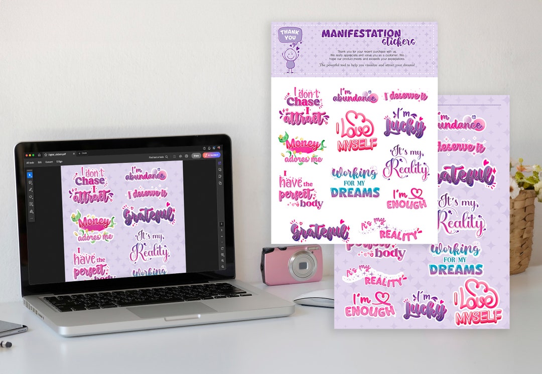 Digital Manifestation Stickers, Digital Positive Stickers, Affirmations ...