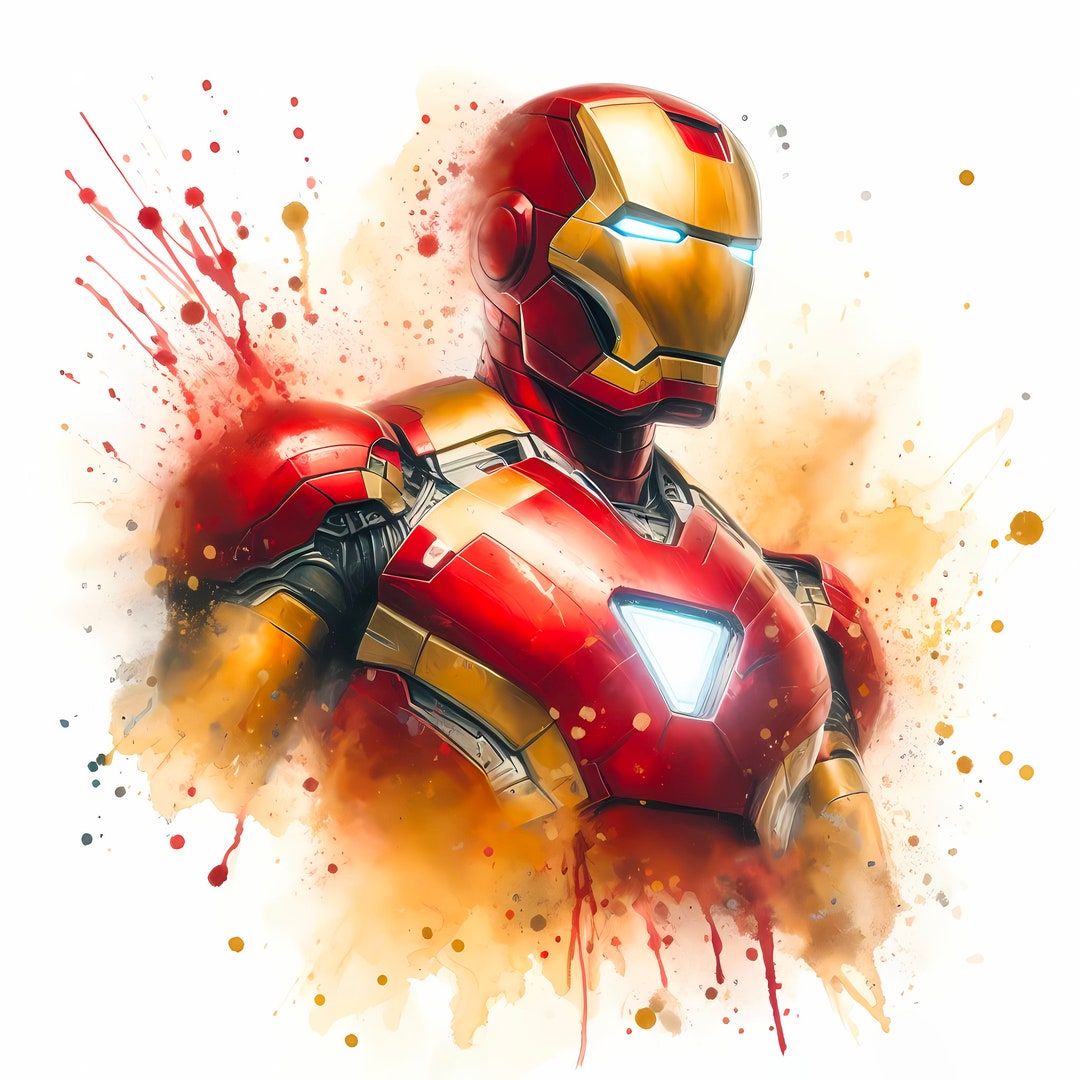 Super Hero Watercolor Splash Art Wall Art Home Prints Iron Man Cap ...