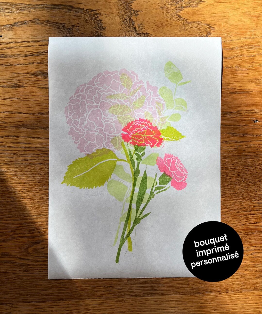 Lino Engraving Personalized Flower Bouquet Custom Printing Bouquet to ...