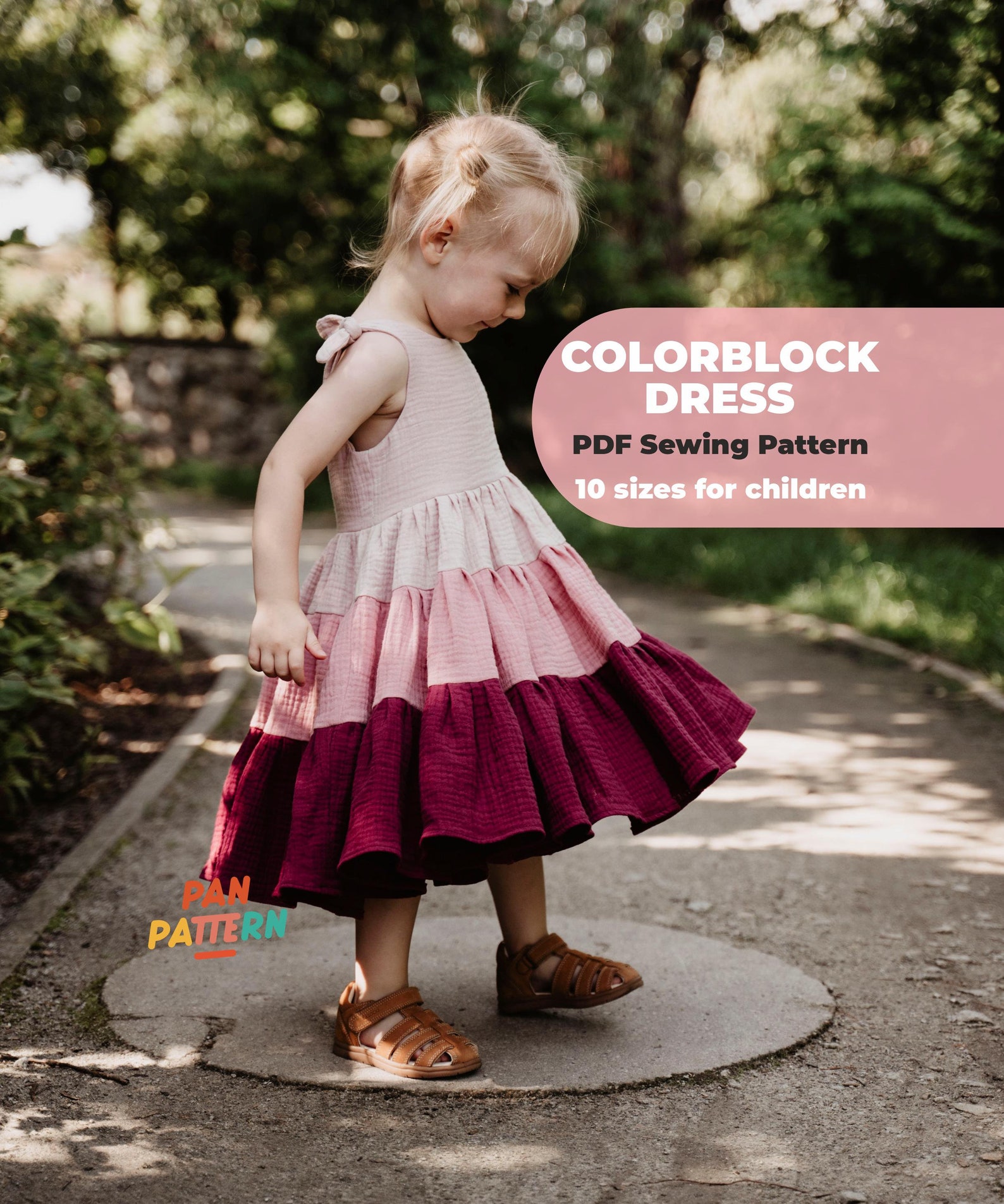 Colorblock Dress PDF Sewing Pattern Boho Dress With Ruffles Girl Summer ...