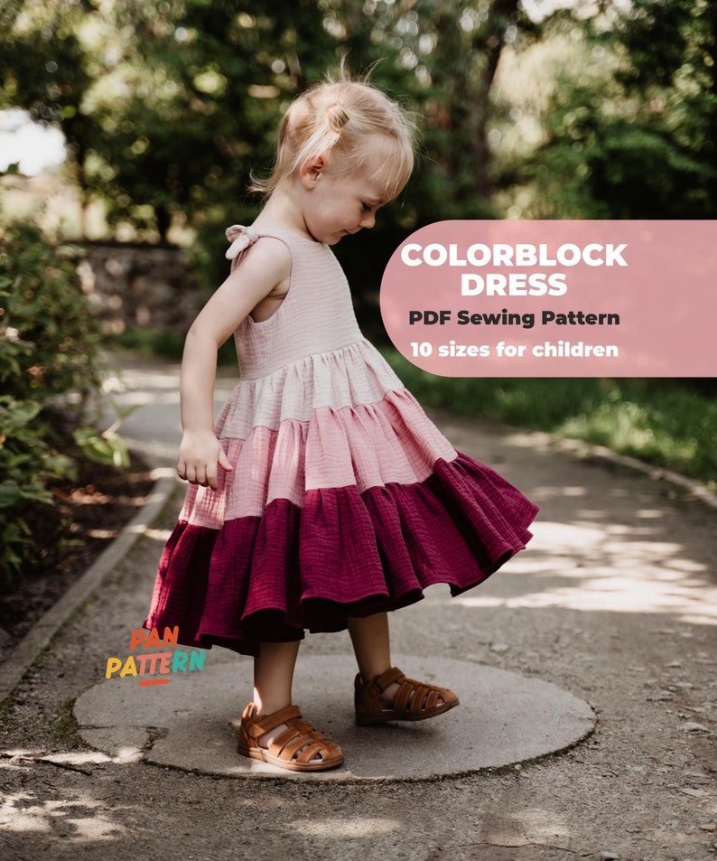 Colorblock Dress PDF Sewing Pattern Boho Dress With Ruffles Girl Summer ...