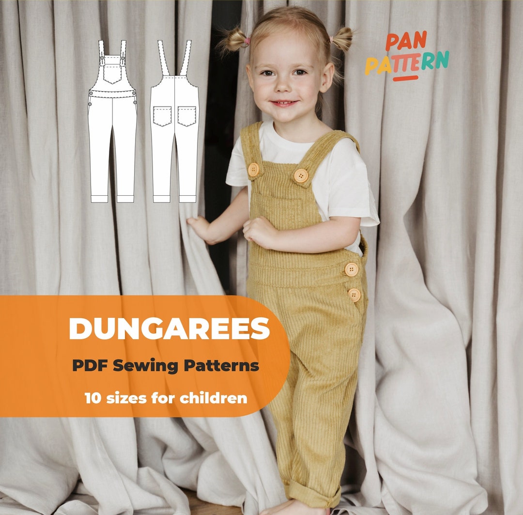 Dungarees Sewing Pattern PDF | Overalls Kids Sizes - Etsy