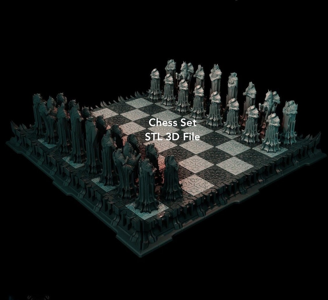 Chess Set STL File für 3D Druck Detailreiche Fantasy Schachfiguren ...