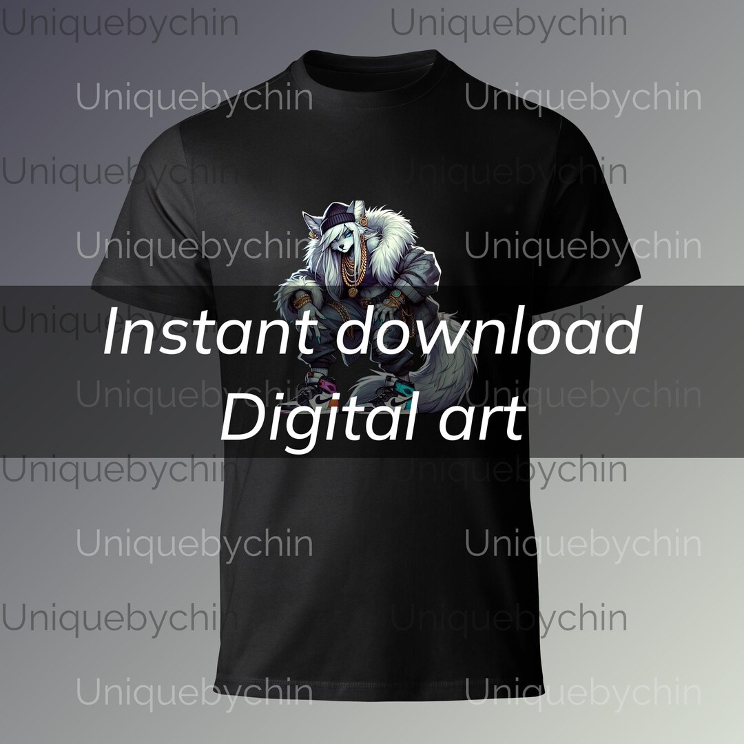 Cool Urban Wolf Character in Vibrant Streetwear - DTF Print Ready ...
